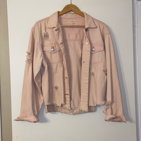 POL | Jackets & Coats | Distressed Pink Denim Jacket | Poshmark